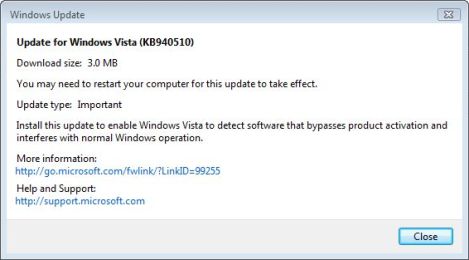 KB 940510 Windows Vista Activation Anti-Crack Detector Re-Released as ...